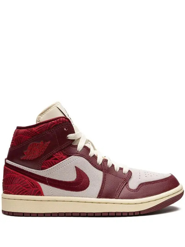 JORDAN Air 1 Mid Tiki Leaf Sneakers - Red