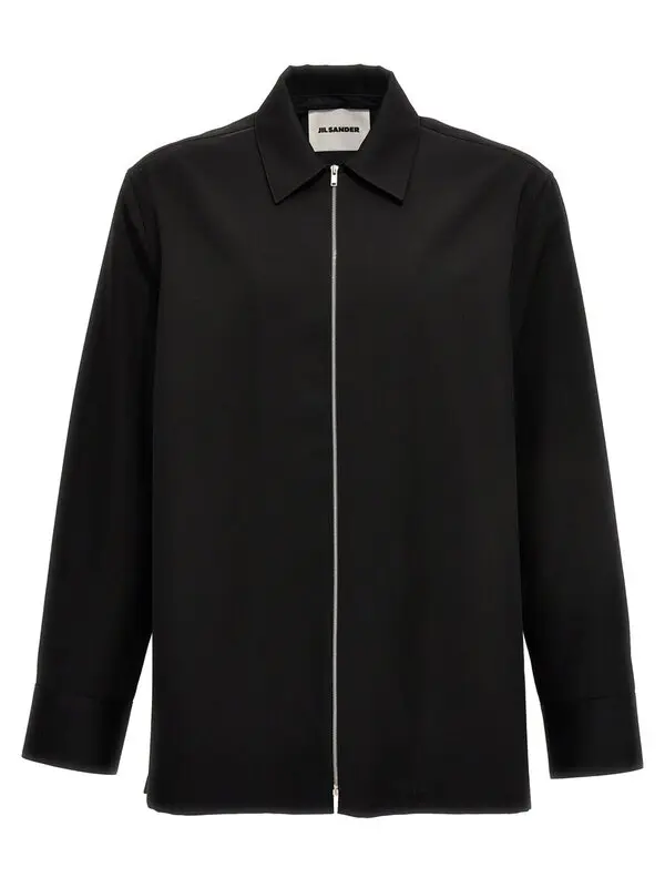 Jil Sander Wool Gabardine Overshirt In Black - 48% Off | Editorialist 
