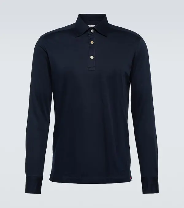Kiton Cotton Poplin Polo Top - Blue