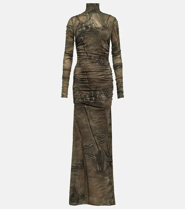 Blumarine Printed High-neck Gown - Brown