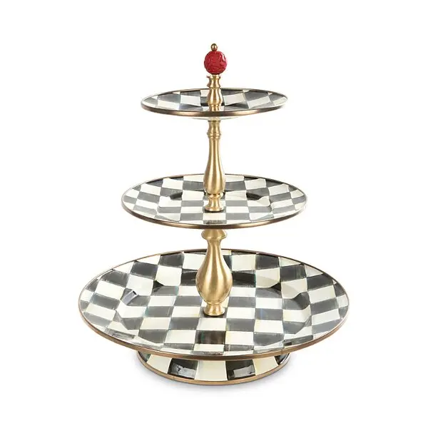 MACKENZIE-CHILDS Courtly Check Enamel Three-tier Sweet Stand - No Color