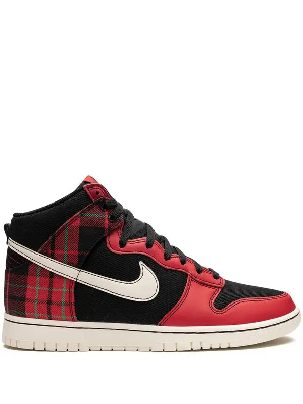 Nike Dunk High Plaid Sneakers - Black