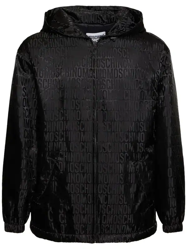Moschino Logo Nylon Jacquard Jacket - Black | Editorialist