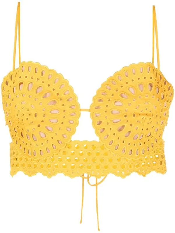 Stella McCartney Broderie-anglaise Cropped Top - Yellow