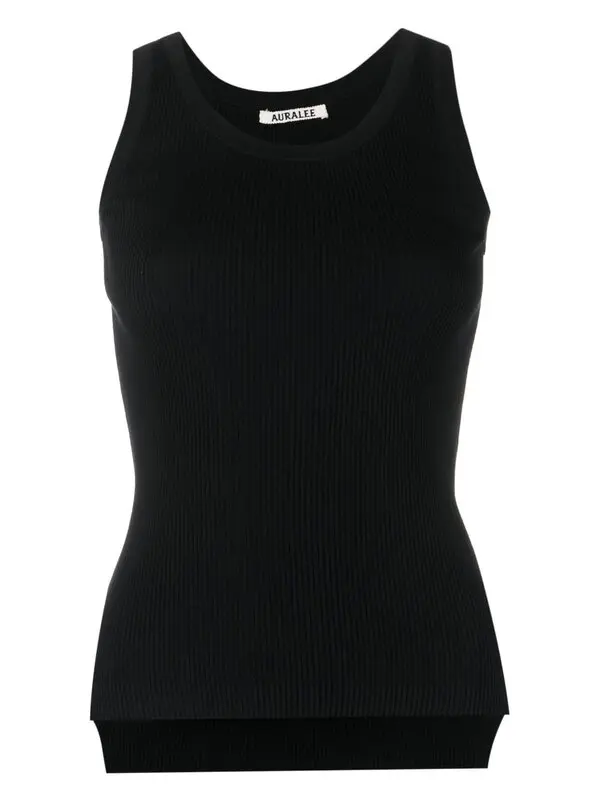 Auralee Sleeveless Knitted Cotton Top - Black