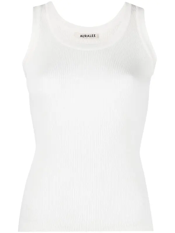 Auralee Sleeveless Cotton Knitted Top - White