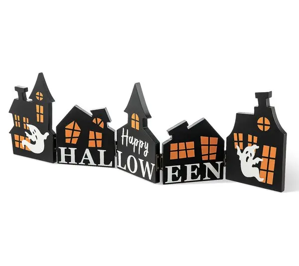 GLITZHOME 24.75'l Halloween Hinged Haunted Hous E Table Decor