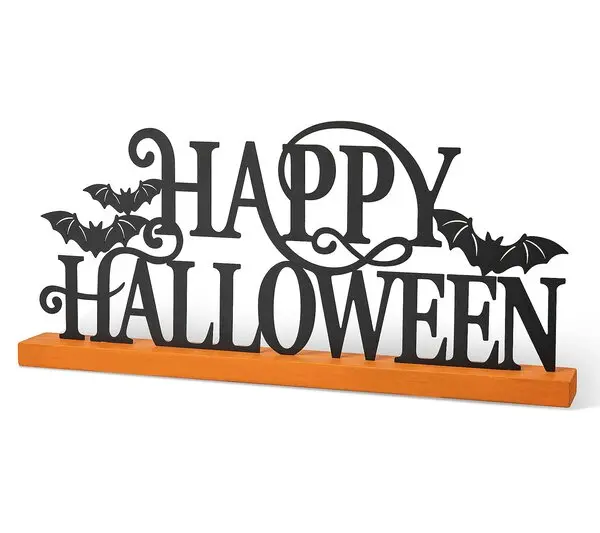GLITZHOME 18'l Halloween Metal 'happy Halloween Table Decor
