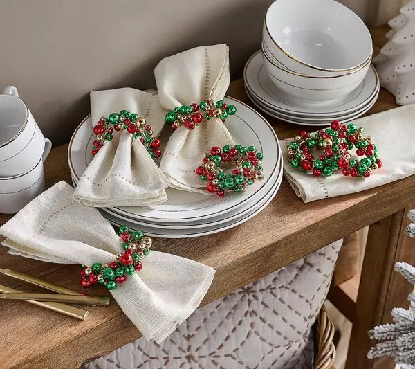 VALERIE PARR HILL As Is Set Of 6 Beaded Napkin Rings Valerie