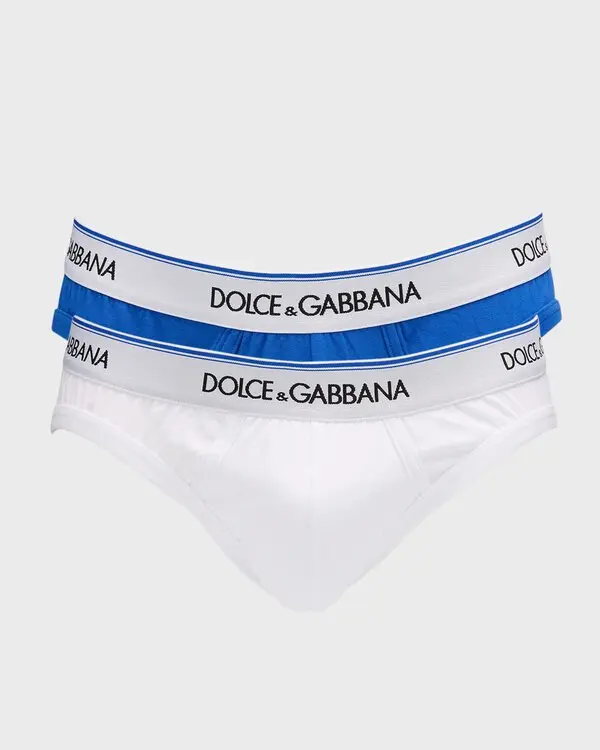 Dolce & Gabbana 2-pack Waistband-logo Briefs - Bluette/white | Editorialist