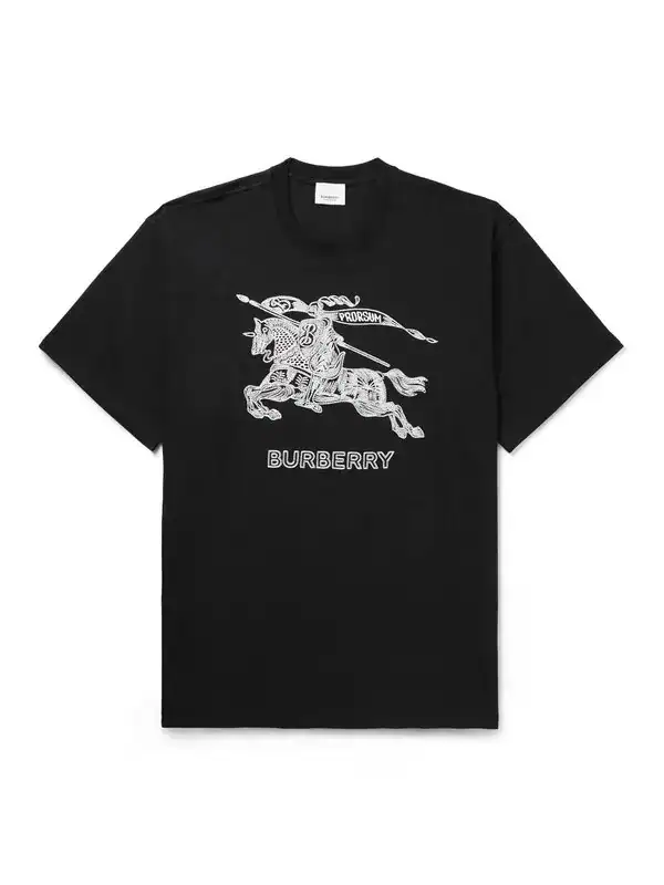 Burberry Logo-Embroidered Cotton-Jersey T-Shirt Xs In Black - 50 
