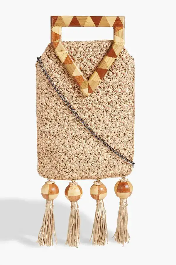 Catarina Mina Tiwa Franjas Tasseled Crochet Tote In Sand - 70% Off 