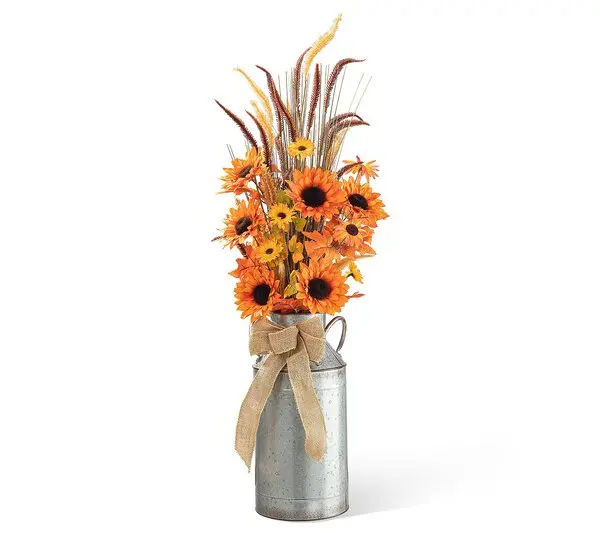 GLITZHOME 39.75'h Fall Harvest Sunflower Leaf P Tted Tree