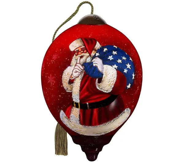 NE'QWA 3' Patriotic Santa With Star Sack Orname T