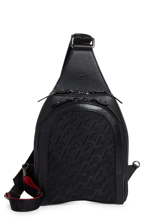 CHRISTIAN LOUBOUTIN Loubifunk Logo Jacquard & Leather Backpack - Black ...