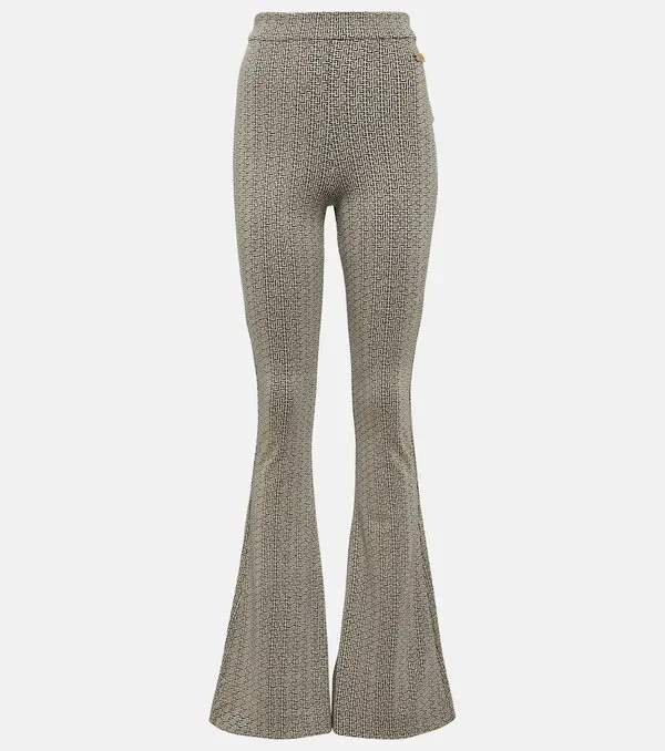 Balmain Monogram Jacquard Flared Trousers - Multicoloured