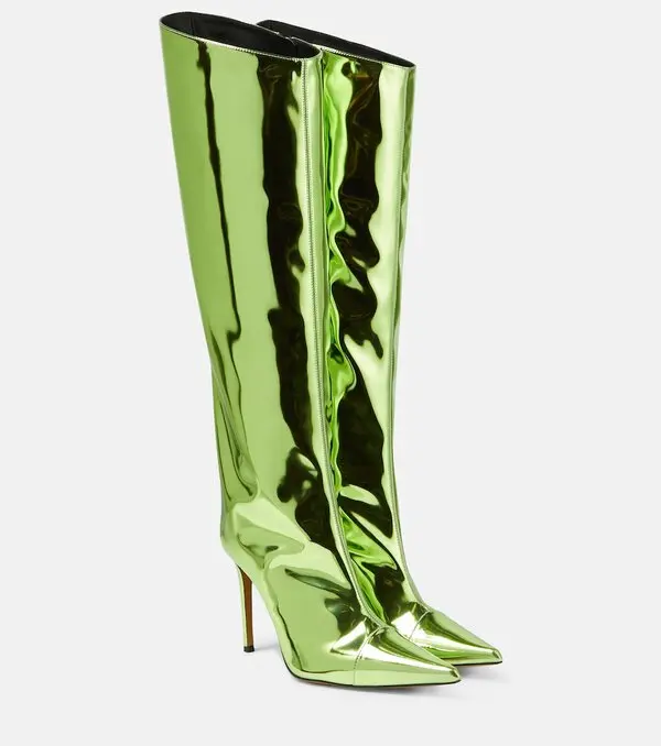 Alexandre Vauthier Mirrored Leather Knee-high Boots - Green