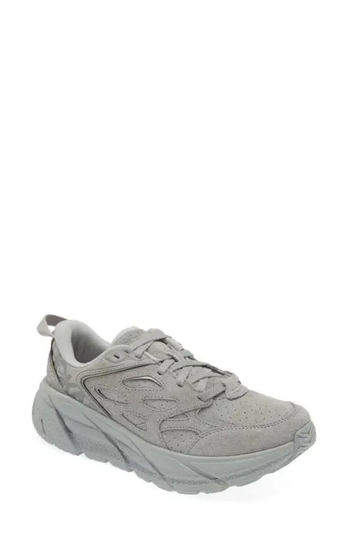 Hoka Gender Inclusive Clifton L Suede Sneaker - Limestone / Limestone