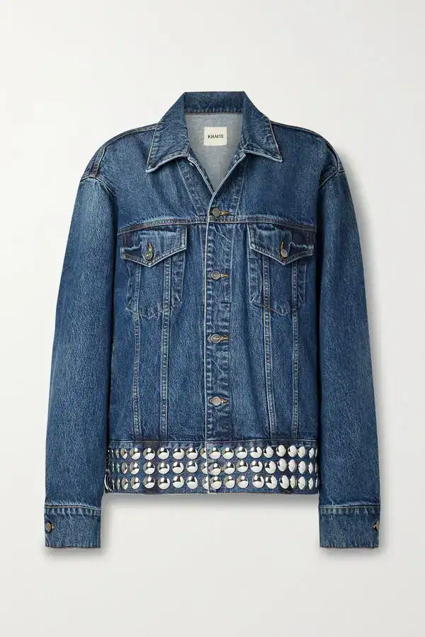 Khaite Grizzo Oversized Studded Denim Jacket - Blue | Editorialist