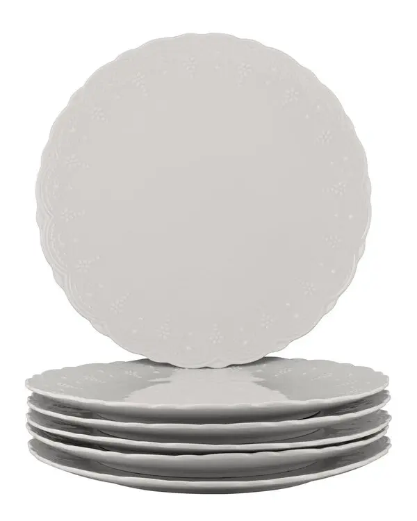 Buy TEN STRAWBERRY STREET Set Of 6 Valentina Dinner Plates - White At ...