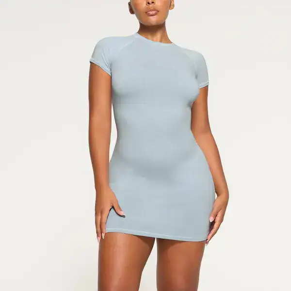 Skims New Vintage Raglan Mini Dress - Denim | Editorialist