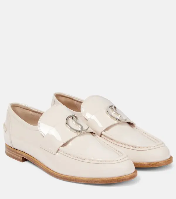 CHRISTIAN LOUBOUTIN Cl Moc Patent Leather Loafers - Beige
