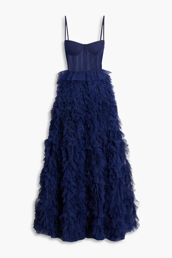 Marchesa Ruffled Point D'esprit Gown