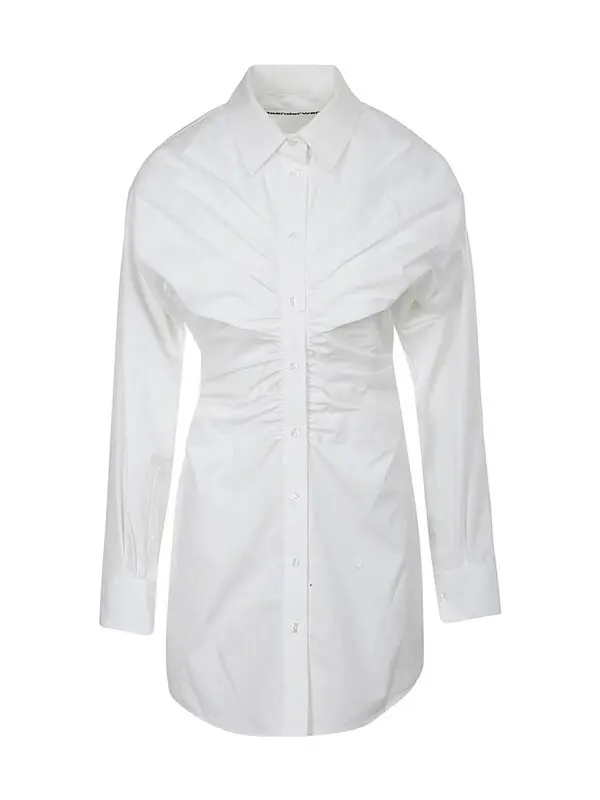 Alexander Wang Pulled Shirt Dress With Back Cummerbund
