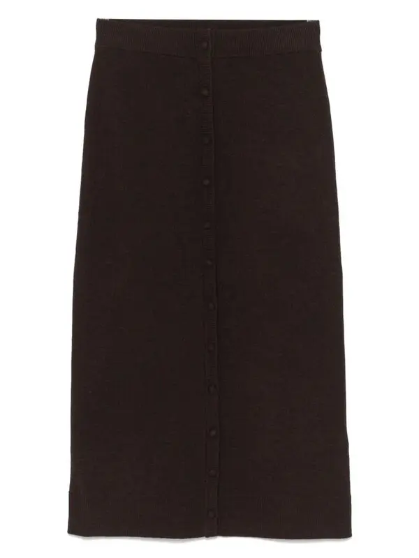 Victoria Beckham Wool Midi Skirt - Brown