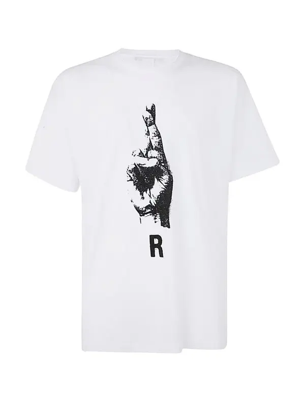 Buy Raf Simons Oversized T-shirt With Hand Sign Print - White At 28% ...