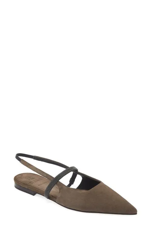 Brunello Cucinelli Monili Slingback Flats - C8769 Torba