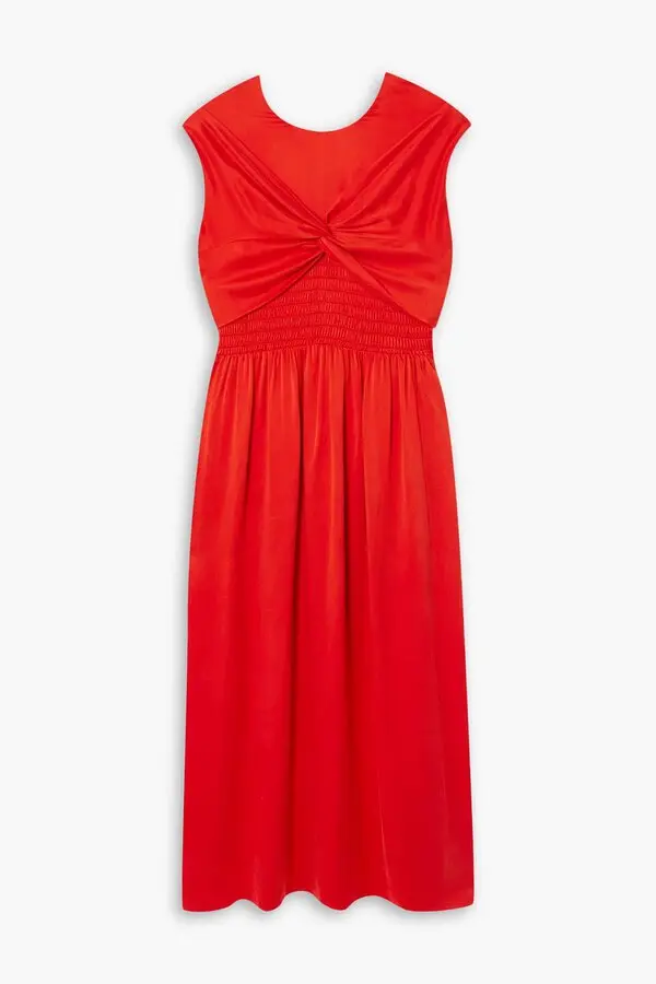Tove Mahaney Twist-front Silk Midi Dress