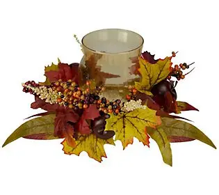 NORTHLIGHT Fall Apple & Berry Hurricane Pillar Andle Holder