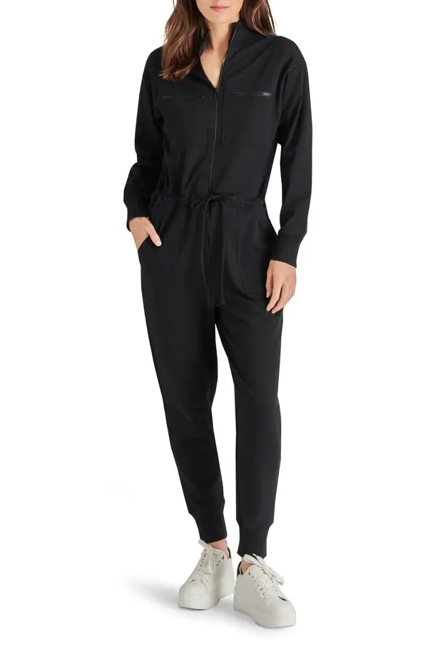 Steve Madden Chester Cotton Blend French Terry Jumpsuit - Black ...