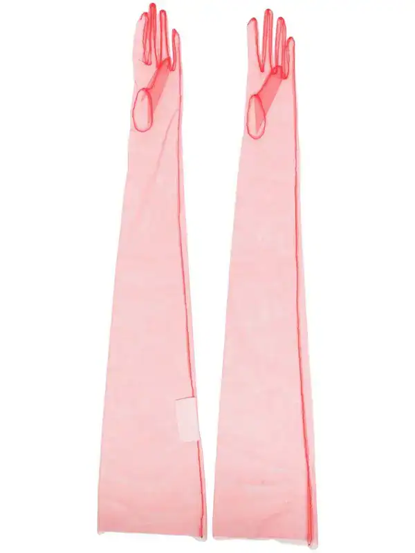 Maison Margiela Long Tulle Gloves - Red | Editorialist