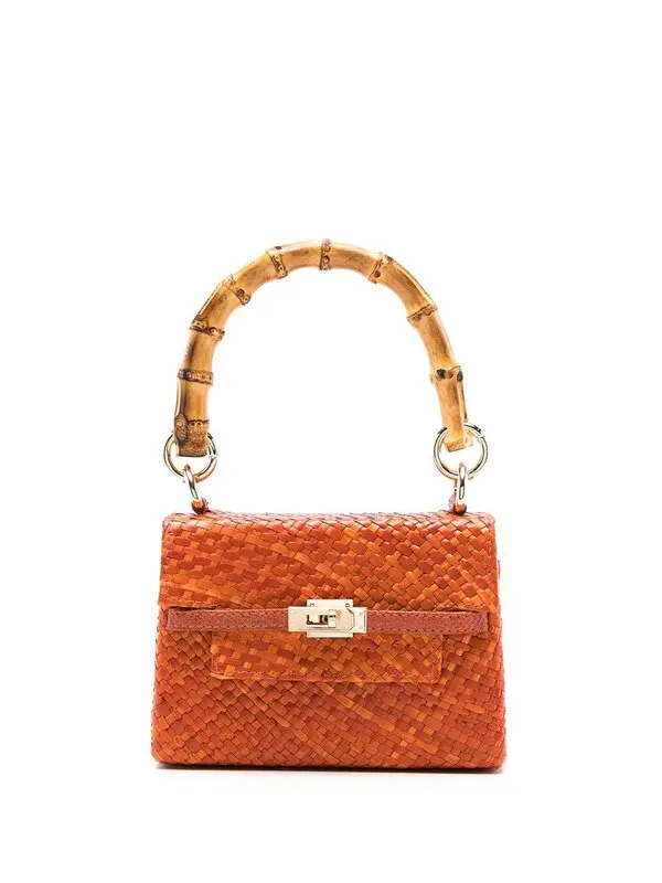 Serpui Stella Bamboo-handle Straw Bag - Orange | Editorialist
