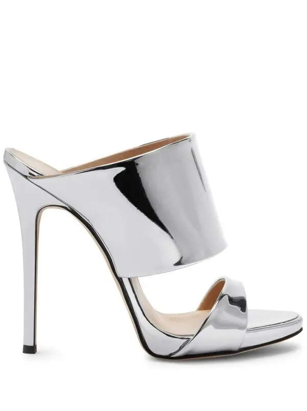 GIUSEPPE ZANOTTI Andrea 120mm Leather Sandals - Silver