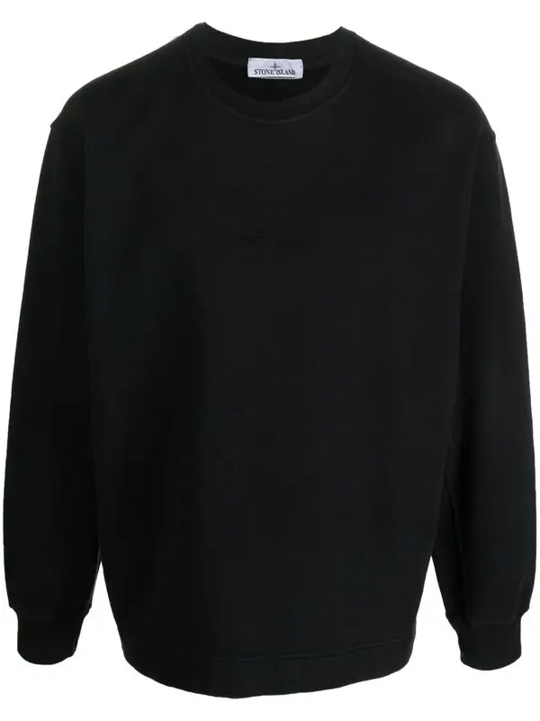 Stone Island Logo-embroidered Cotton Sweatshirt - Black