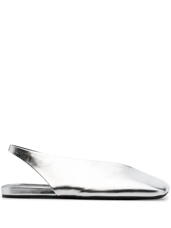 JIL SANDER Square-toe Metallic Ballerinas - Silver
