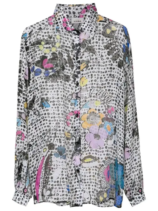 AMIR SLAMA Graphic-print Silk Shirt