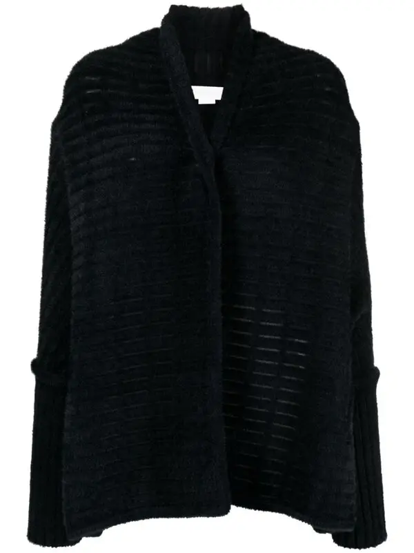GENNY Faux-fur Trim High-low Cardigan