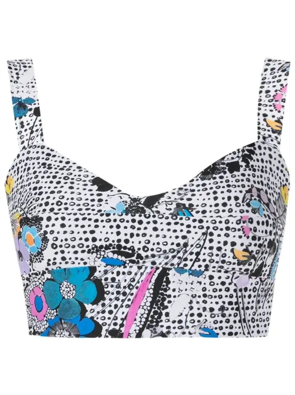 AMIR SLAMA Graphic-print Sweetheart-neck Top