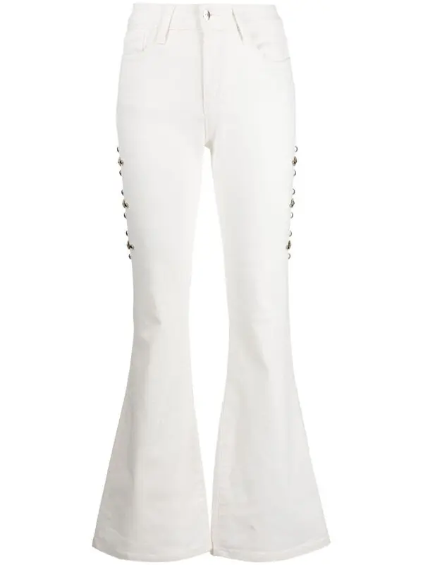 MADISON.MAISON Stud-embellished Flared Jeans - White