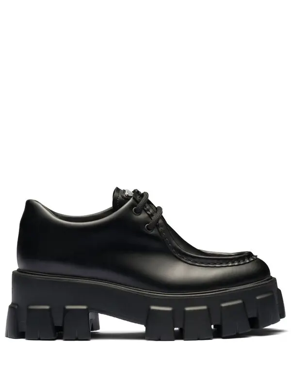 Prada Moonlith Brushed Leather Derby Shoes