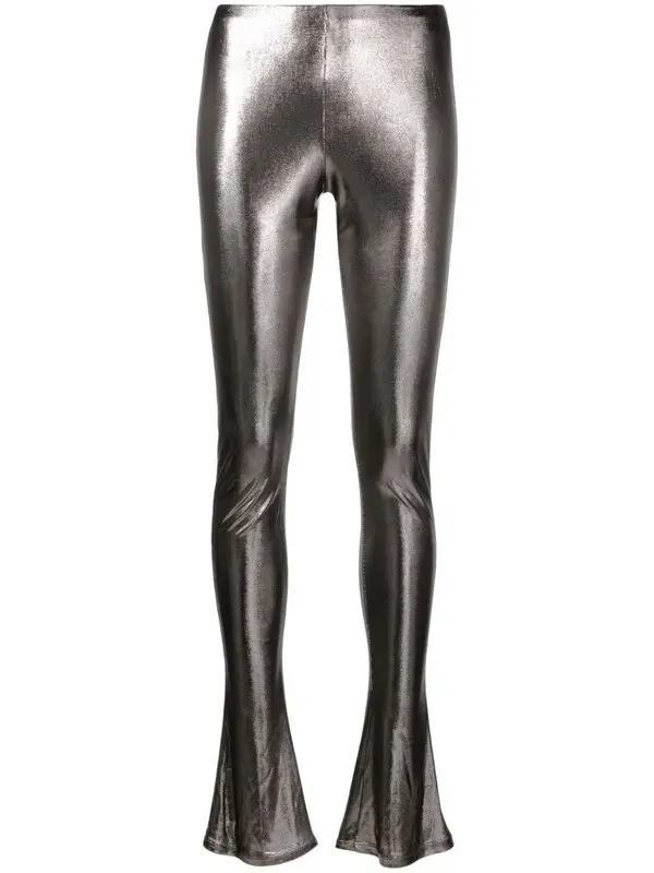 Blumarine Laminated-finish Trousers - Grey
