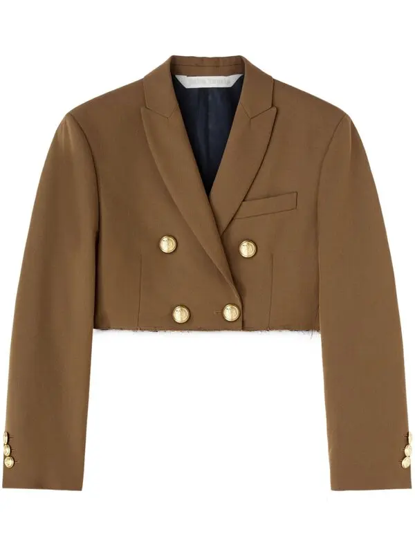 Palm Angels Double-breasted Cropped Blazer - Brown