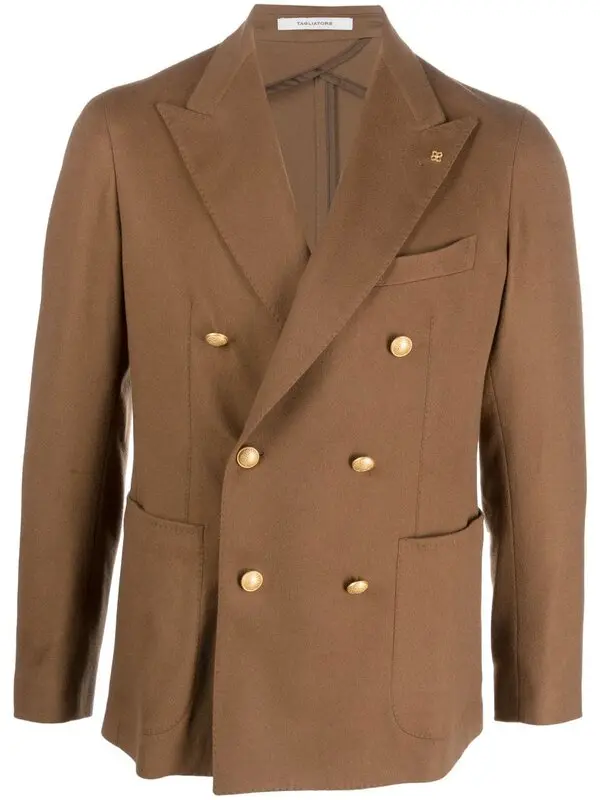 Tagliatore Brooch-detail Double-breasted Blazer - Brown