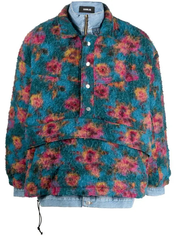 EGONLAB Floral-print High-neck Bomber Jacket