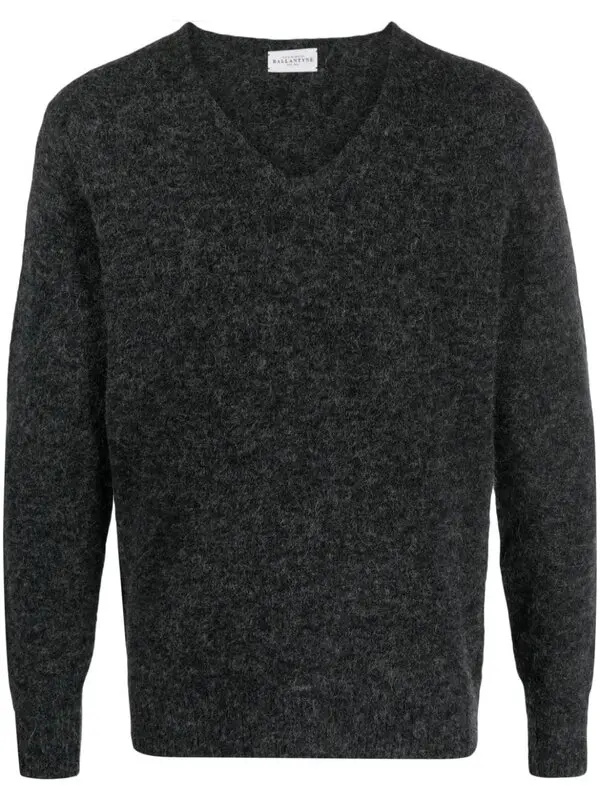 BALLANTYNE V-neck Long-sleeve Jumper - Grey