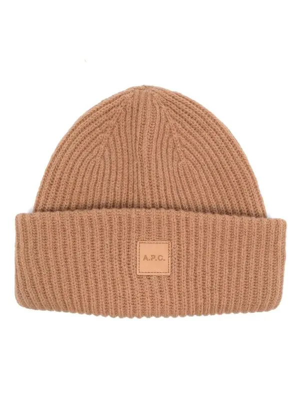 A.p.c. Michelle Logo-patch Beanie - Brown